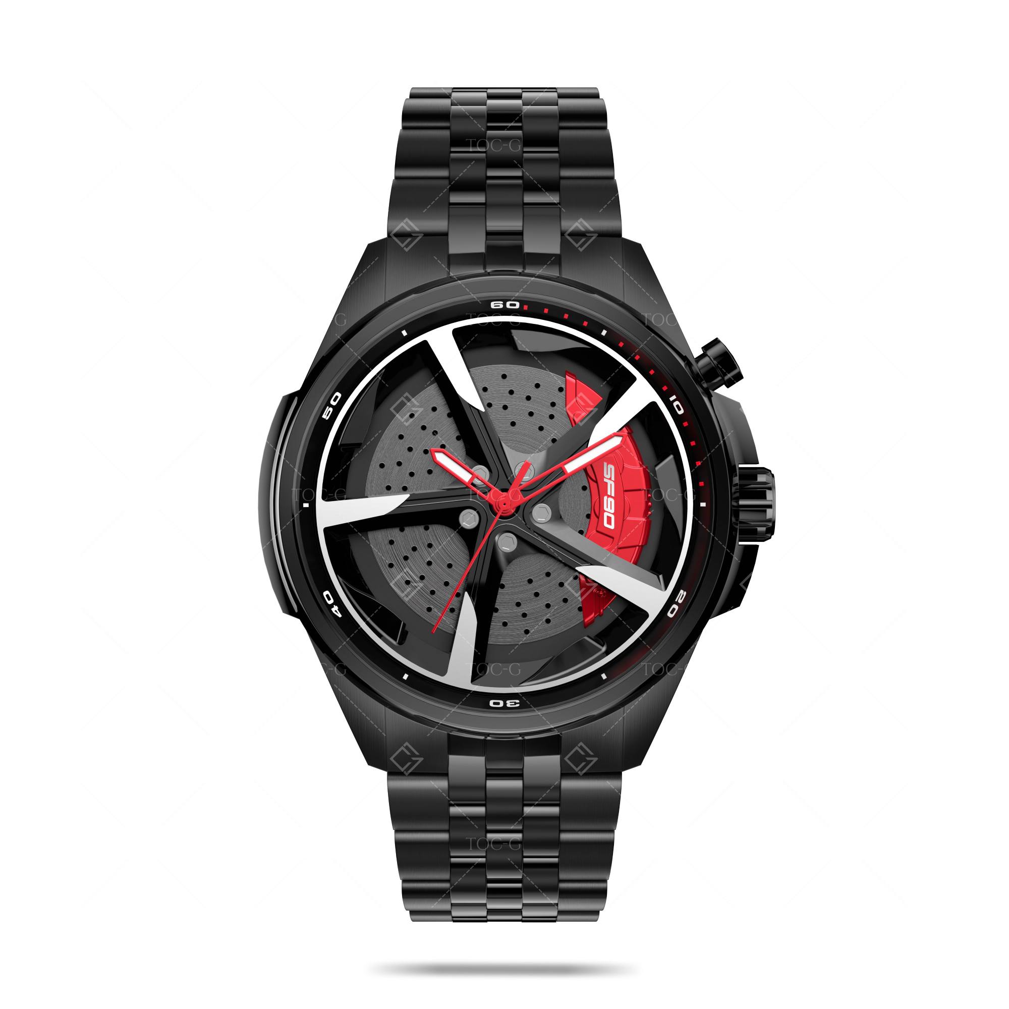 SF90 SPINNING GYRO WATCH WITH BRAKES | BLACK COLOUR – TOC-G WATCHES